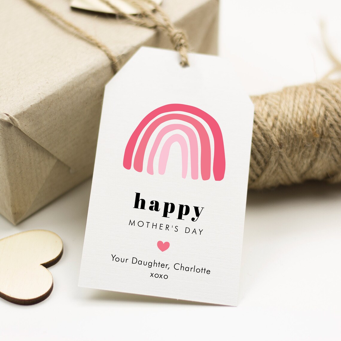 Mother's Day Gift Tag, Watercolor Pink Rainbow Mothers Day Tag, Gift ...