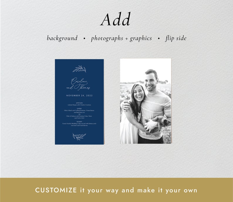 Modern Laurel Menu and Name Tag Place Card Menu Rustic Menu - Etsy