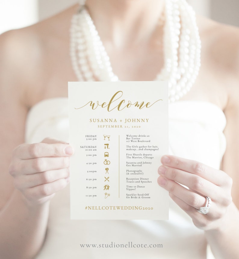 Gold Wedding Timeline Editable Timeline Icon Card Studio | Etsy