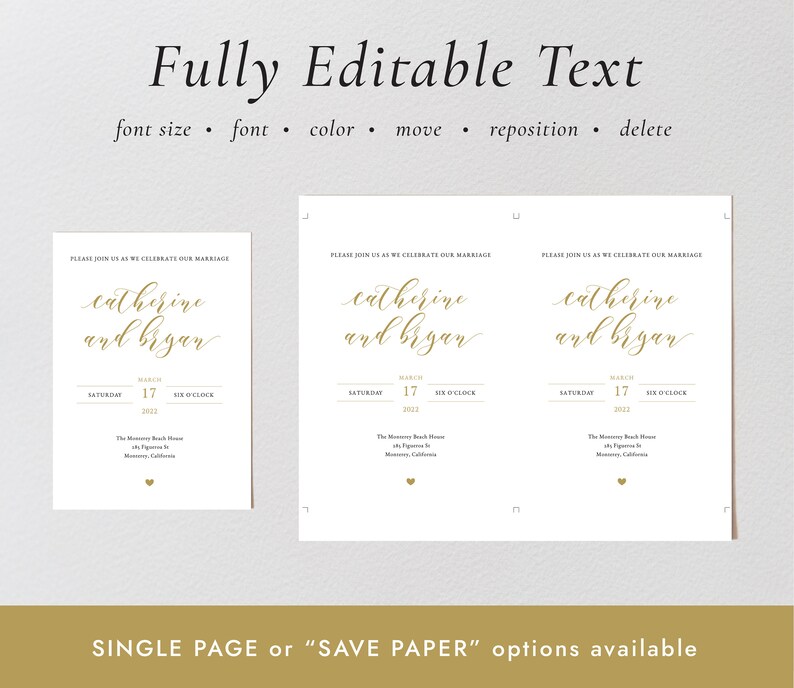 Gold Calligraphy QR Code Wedding Invitation Suite Digital | Etsy