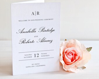 Classic Folded Wedding Program Bi-fold Ceremony Program - Etsy