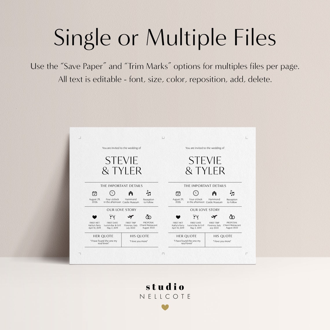 Chic Infographic Wedding Invitation, Unique and Fun All in One Invite ...