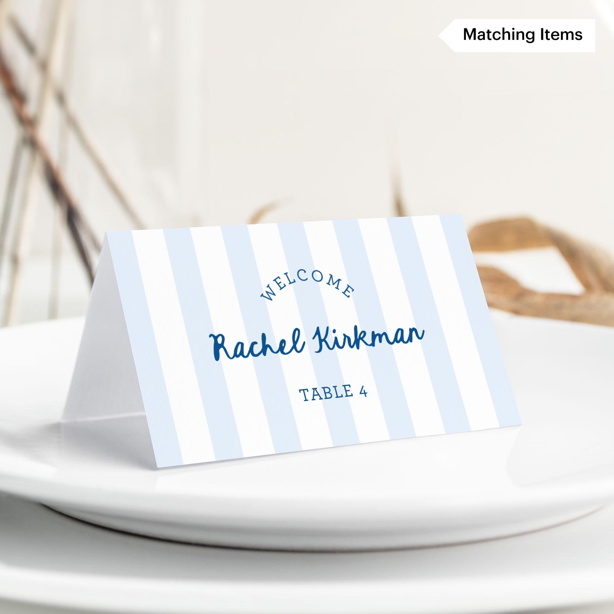 Striped Table Numbers Template, Reception Number Signs, Preppy Stripes ...