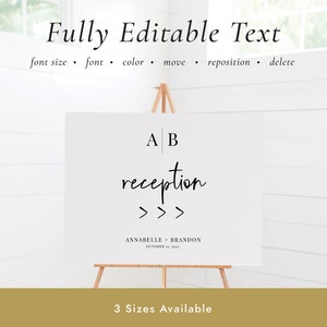 Reception This Way Sign, Monogram Wedding Reception Printable, Wedding ...
