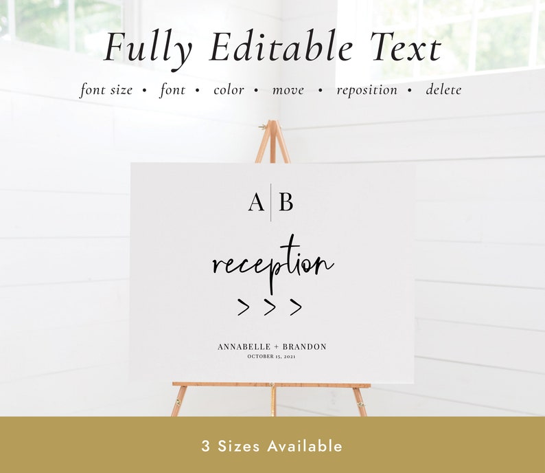 Reception This Way Sign, Monogram Wedding Reception Printable, Wedding ...
