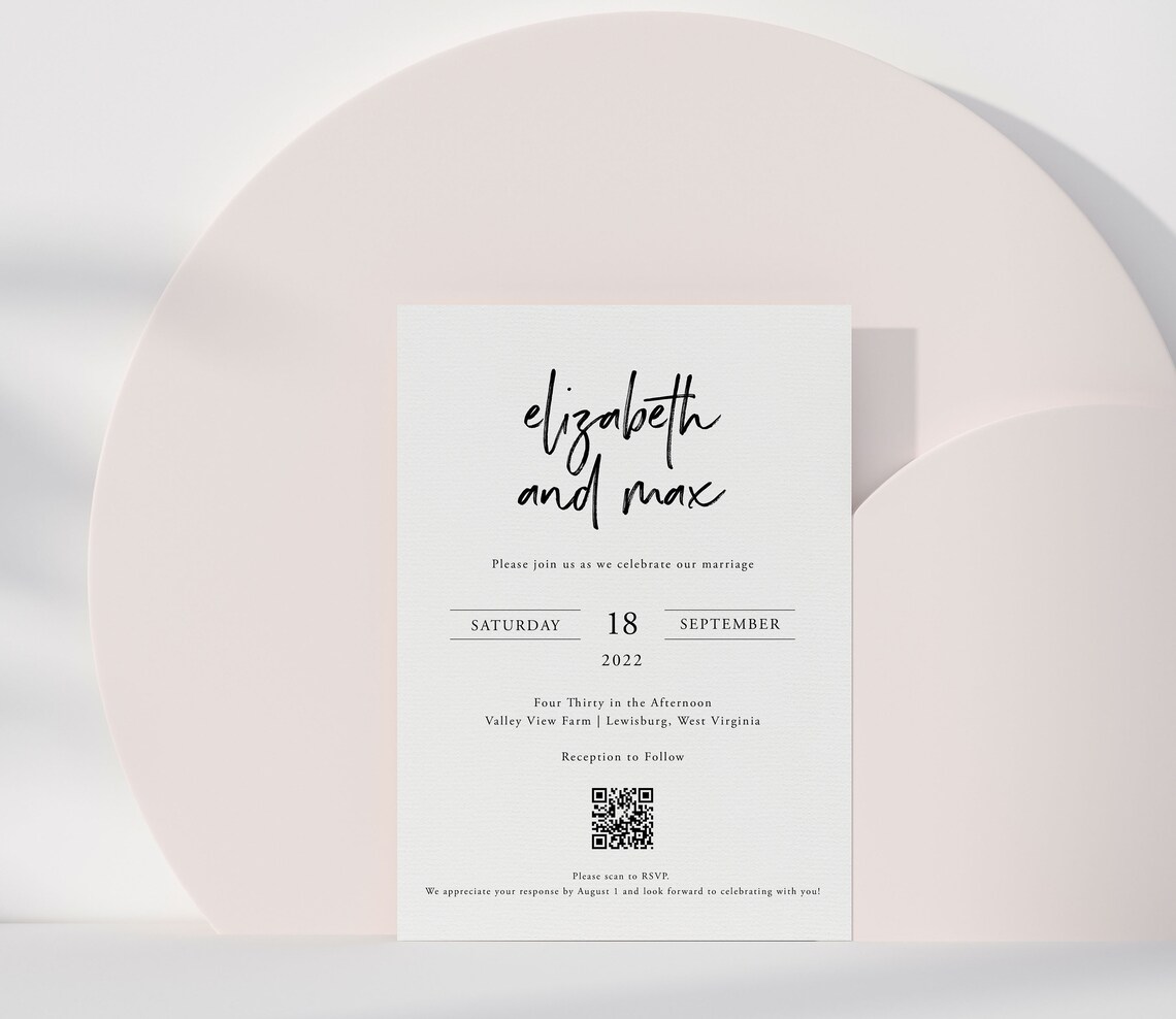 QR Code Wedding Invitation Digital Rsvp Invitation With - Etsy