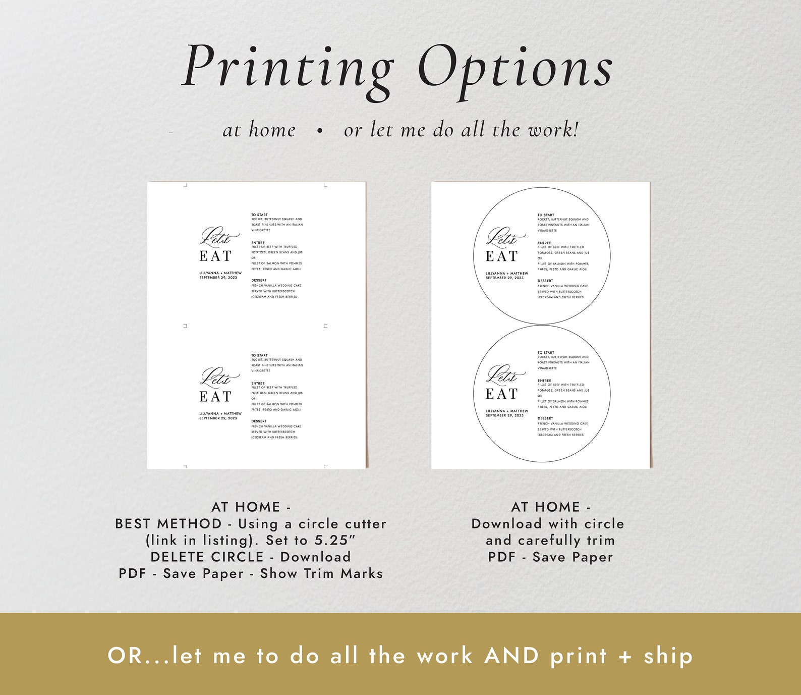 Round Menu Let's Eat Menu Circular Menu Unique Round - Etsy