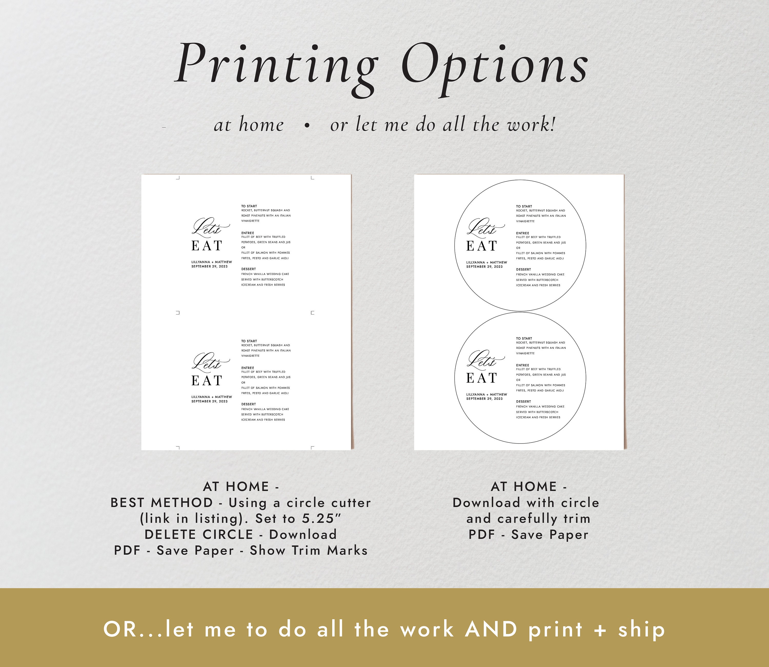 Round Menu Let's Eat Menu Circular Menu Unique Round - Etsy