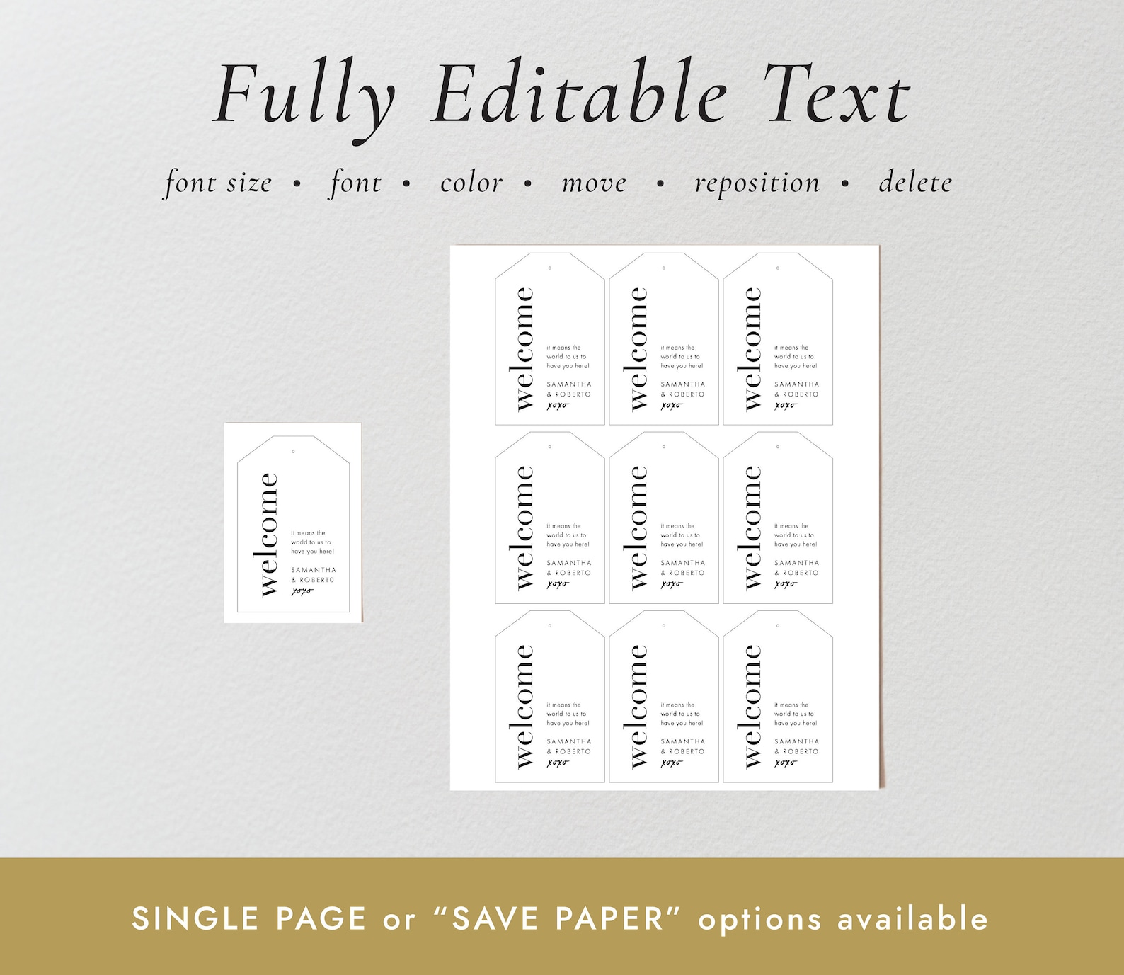 Welcome Bag Gift Tag Template Printable Modern Bold Gift Tag | Etsy