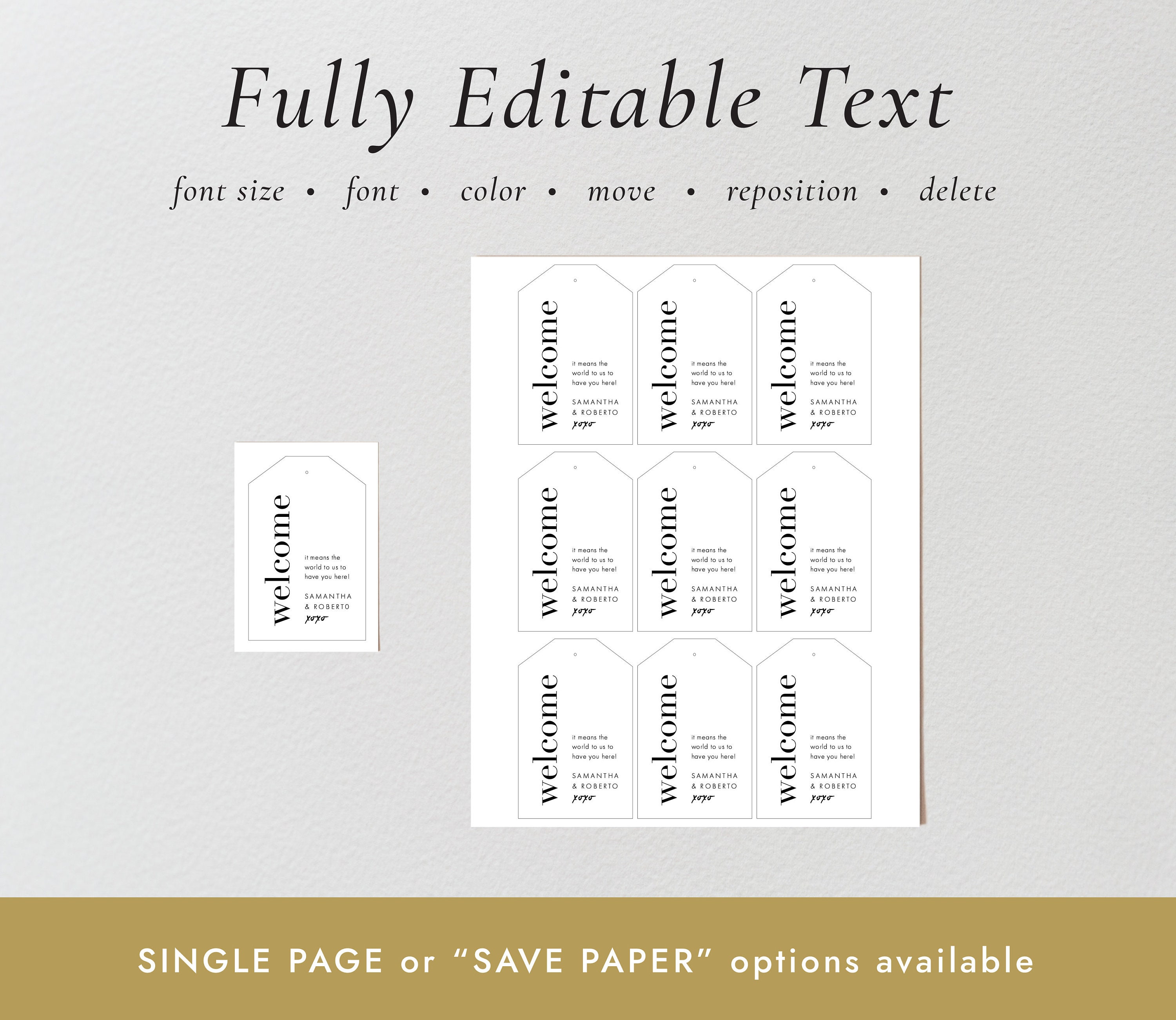 Welcome Bag Gift Tag Template Printable Modern Bold Gift Tag | Etsy