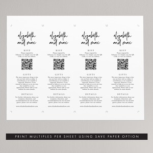 Photo Booth Style Insert Card QR Code, Modern Script 2 X 6 and 2.5 X 7 ...