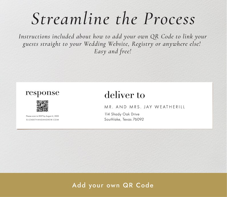 Modern Bold QR Code Wraparound Envelope Label Template - Etsy