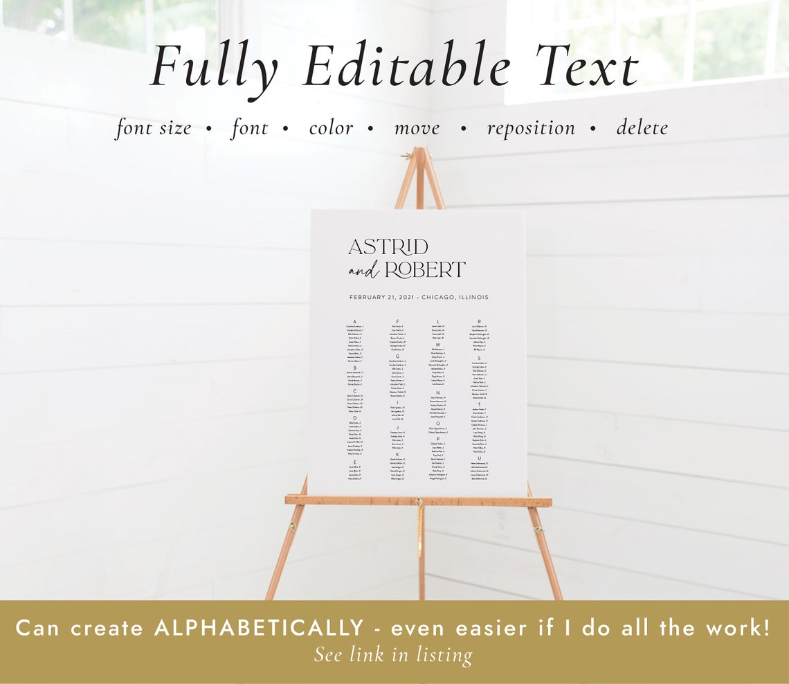 Modern Luxe Seating Chart Template Templett Table Plan - Etsy