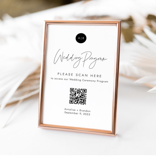 QR Code Wedding Program Scan QR Code for Order of Service - Etsy