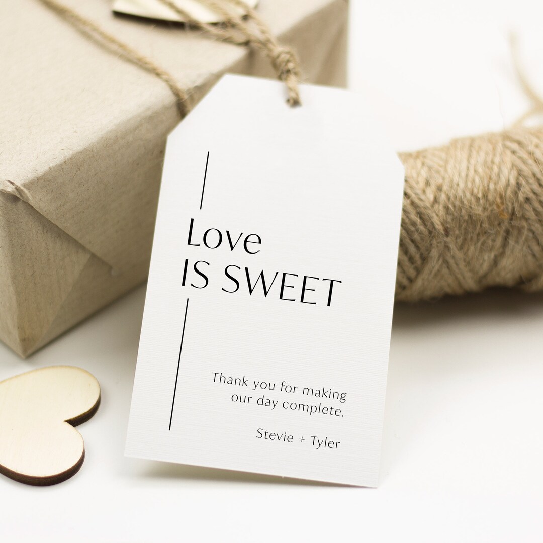 Love is Sweet Gift Tag Template, Printable Favor Tags, Chic Minimalist ...