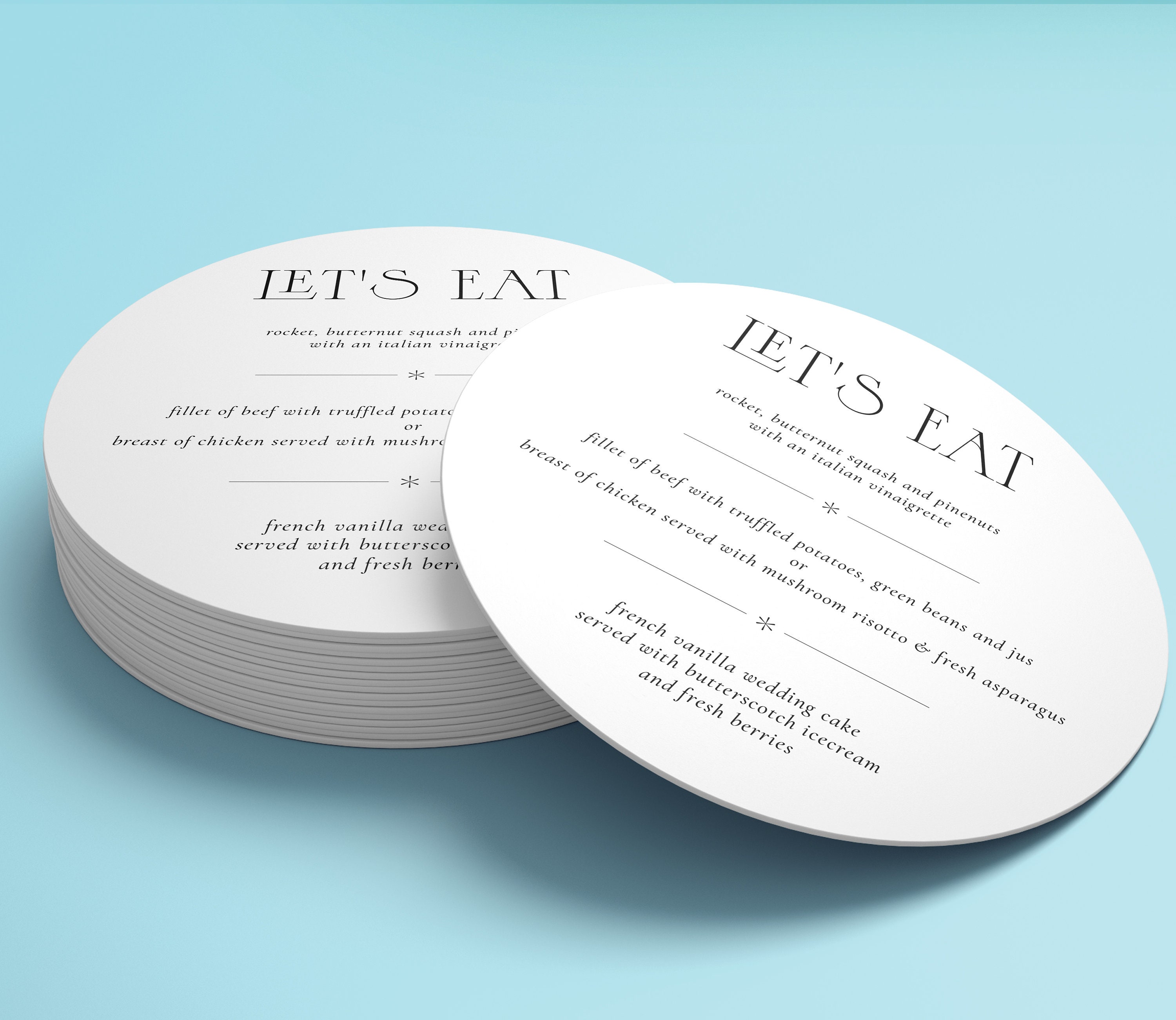 Luxury Round Menu Let's Eat Menu Circular Menu Unique - Etsy