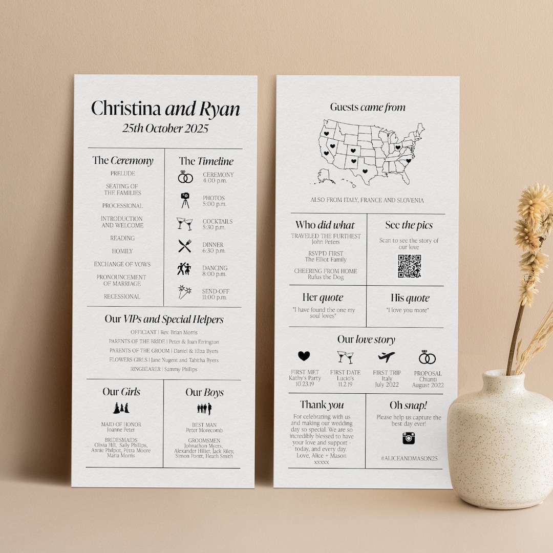 Infographic Wedding Program, Wedding Schedule, Wedding Icons, Order of ...