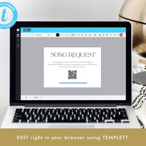Modern Luxe Song Request Card With QR Code, Mr DJ Insert Card Insert ...