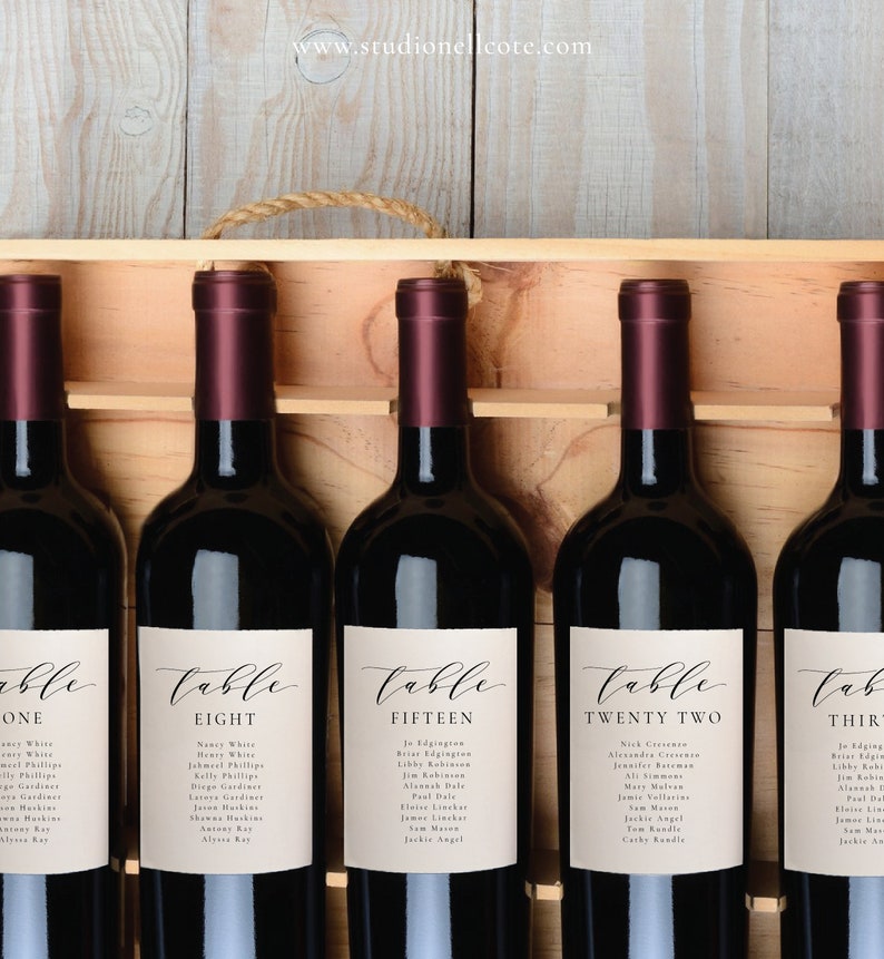 Wedding Seating Chart Wine Labels, Wine Bottle Seating Plan, Table ...