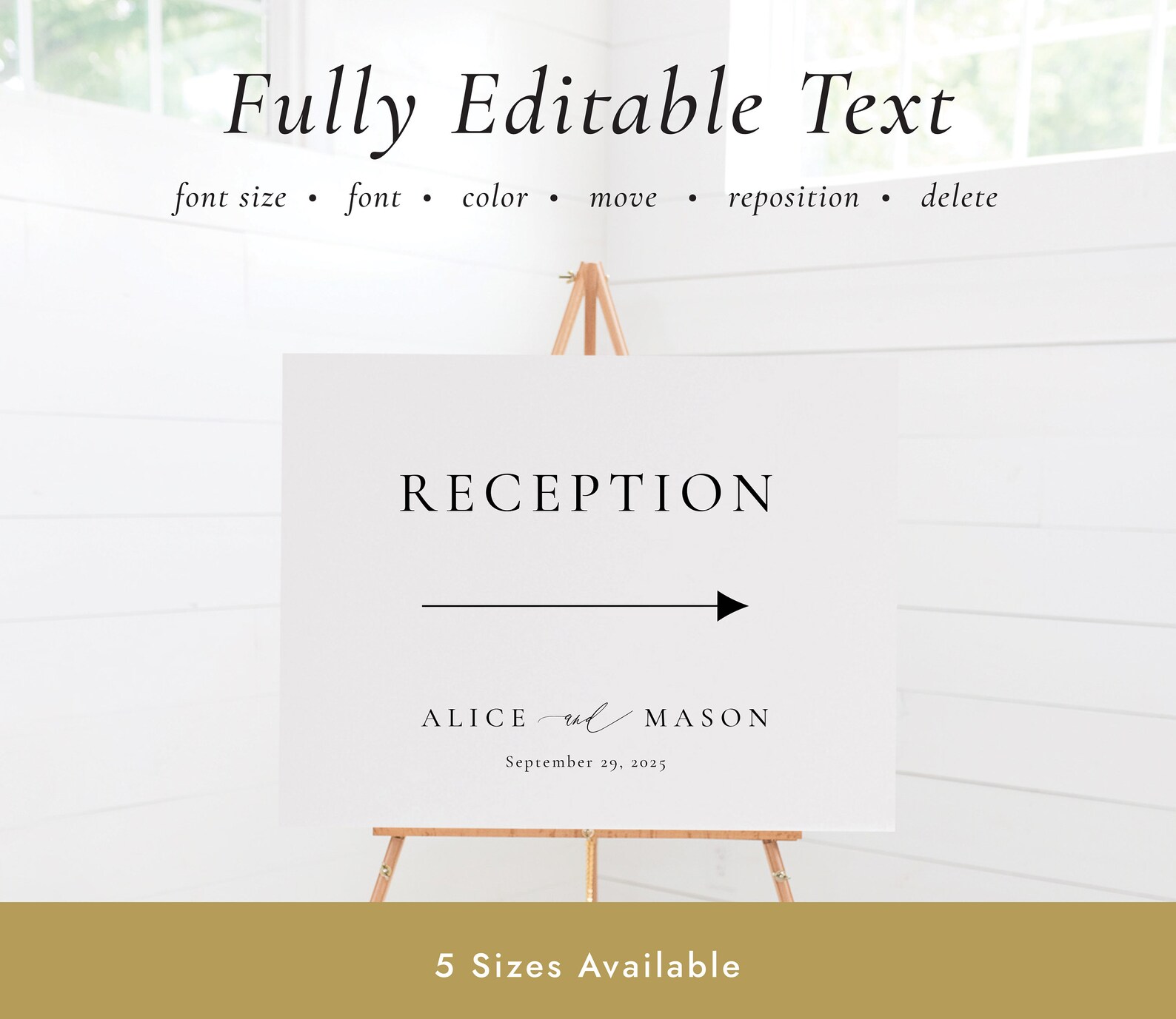 Reception This Way Sign, Wedding Reception Printable, Directions Sign ...