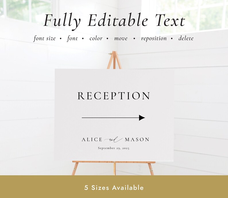 Reception This Way Sign, Wedding Reception Printable, Directions Sign ...