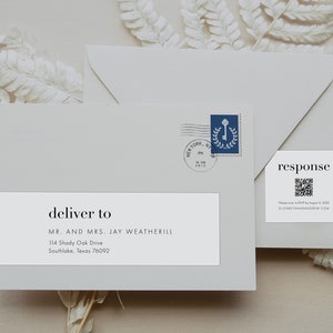 Modern Bold QR Code Wraparound Envelope Label Template, Wedding Wrap ...