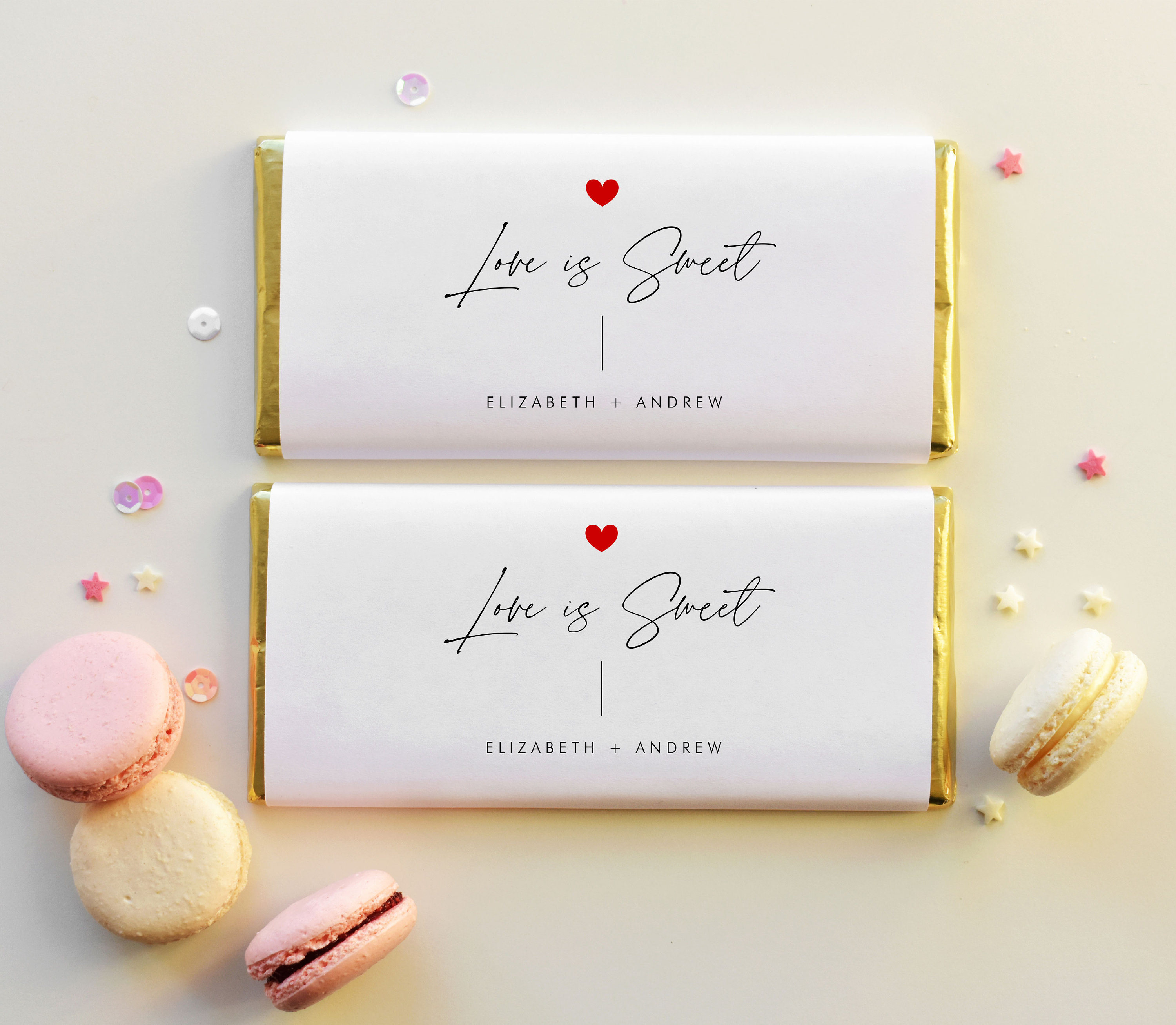 Modern Heart Chocolate Bar Wrapper Template, Minimalist Love is Sweet ...