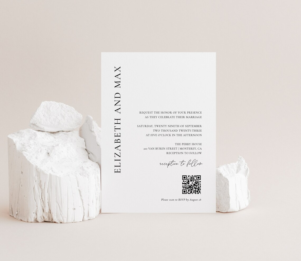 Modern QR Code Wedding Invitation Digital Rsvp Bold Luxe | Etsy