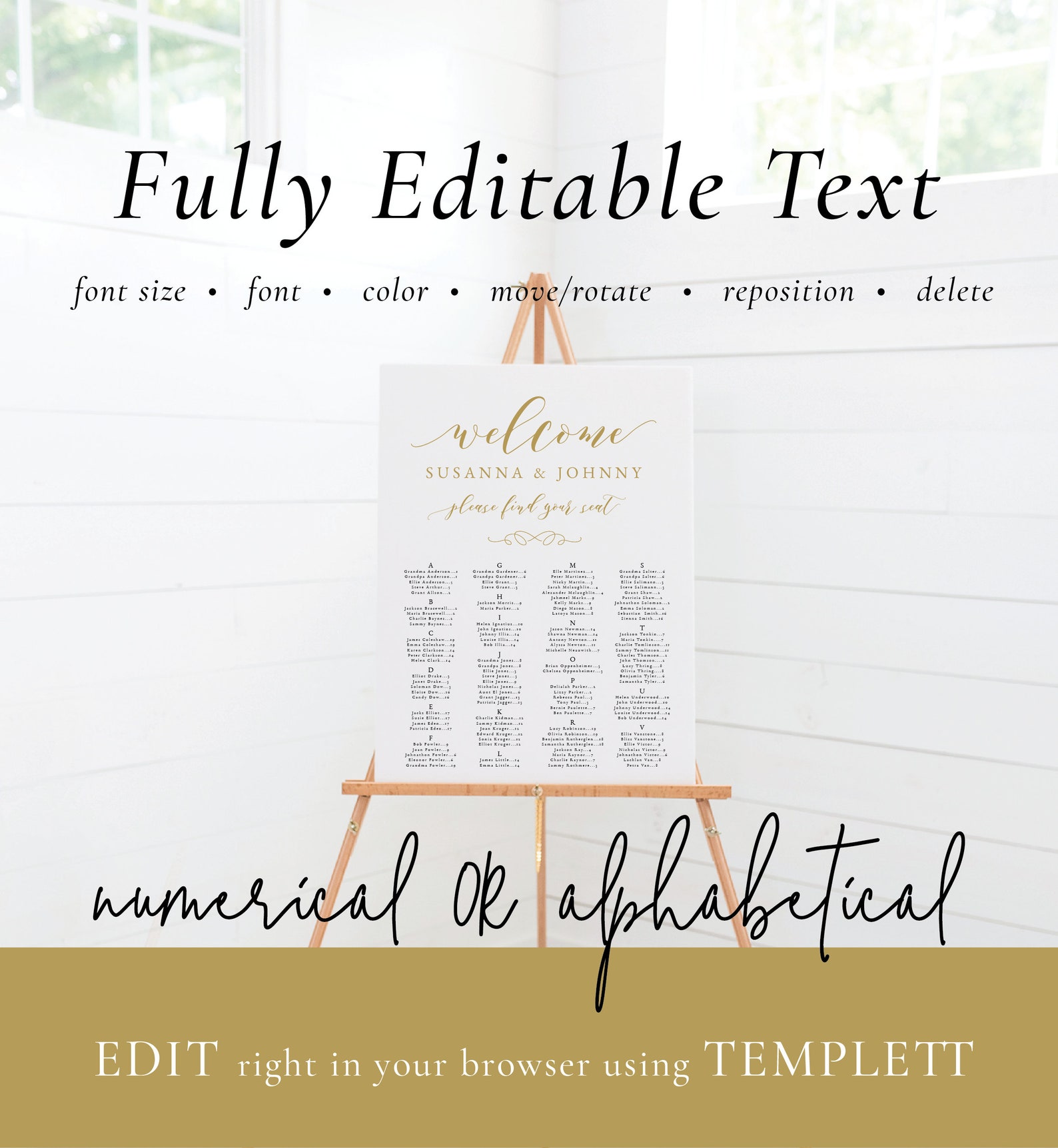 Gold Seating Chart Find Your Table Gold Seating Plan - Etsy Canada