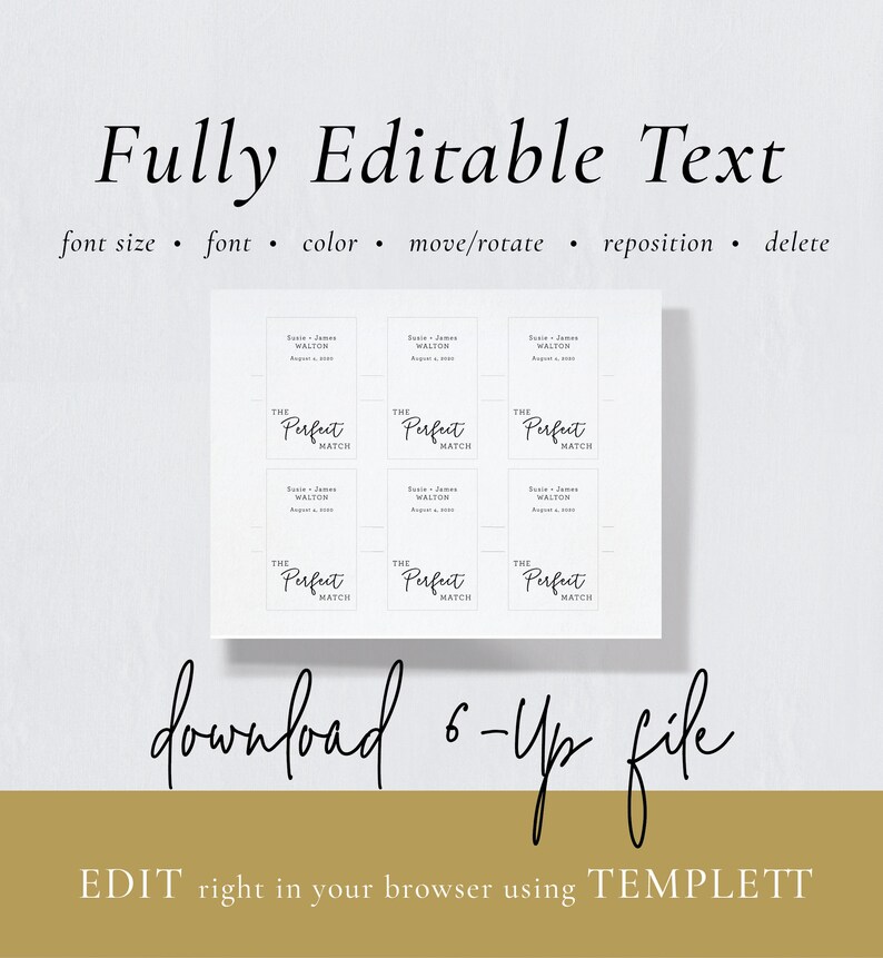 The Perfect Match Gold Template the Perfect Match Label - Etsy