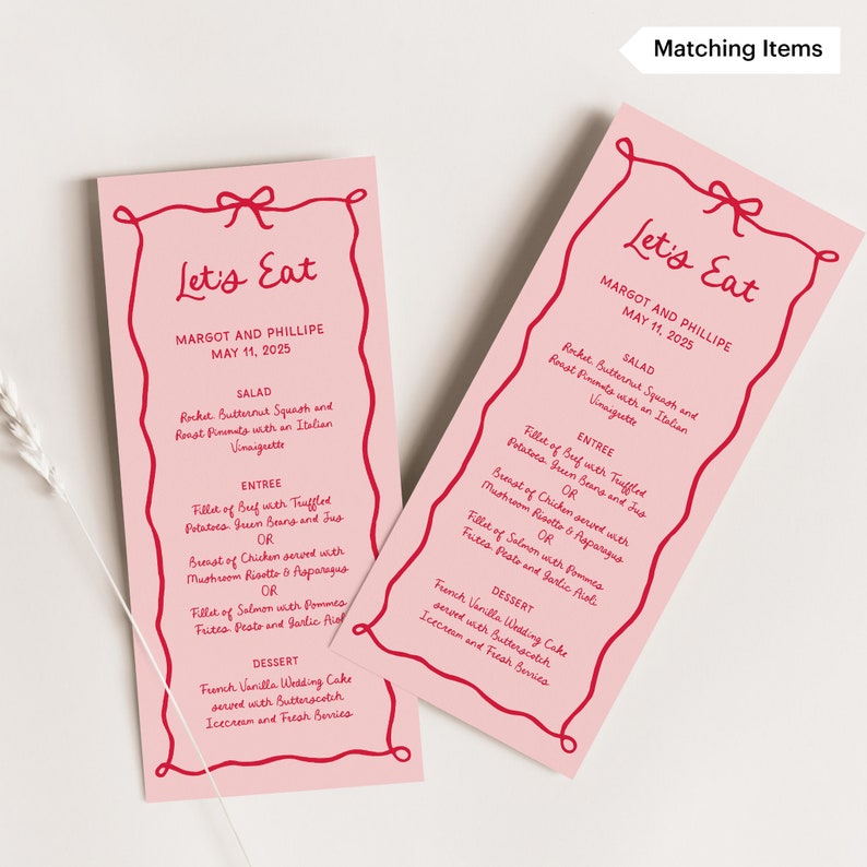 Bow Seating Card Chart, Whimsical Wedding Seating Cards, Wavy Hand ...