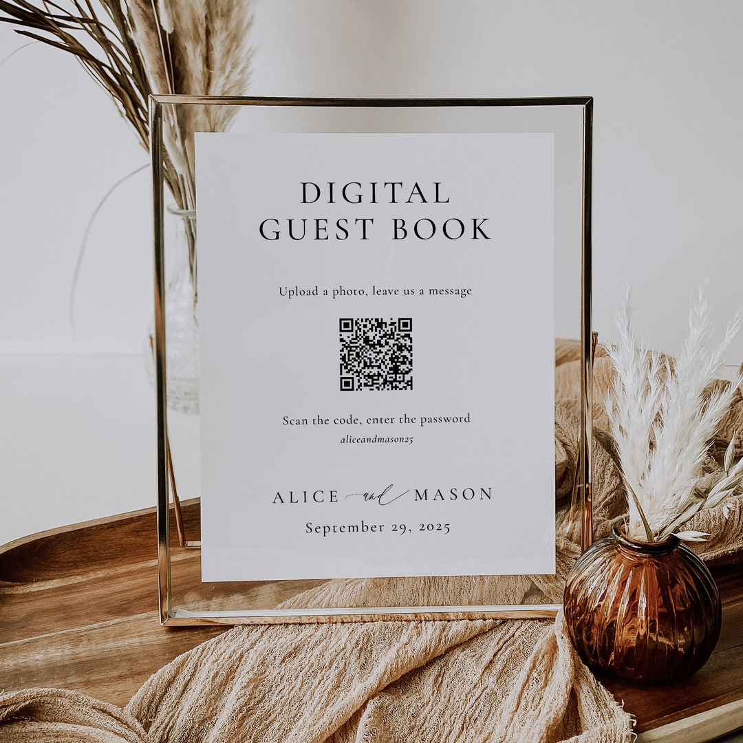 Digital Guest Book Sign, Classic Minimalist QR Code Guest Book, Online ...