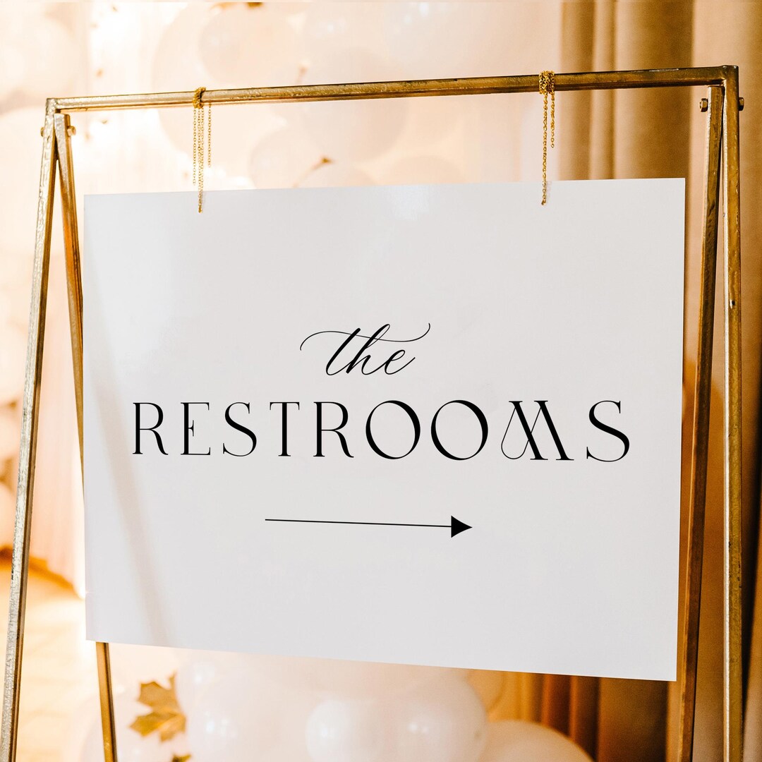Restrooms This Way Sign, Wedding Restrooms Printable, Romantic ...
