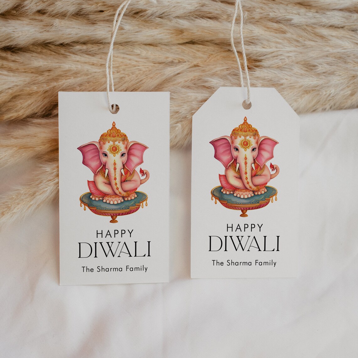 Diwali Ganesh Gift Tags, Editable Deepawali Gift Tags, Diwali Om Gift ...