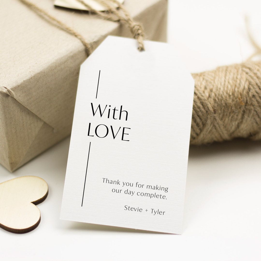 With Love Thank You Tag Template Printable Favor Tags Chic - Etsy