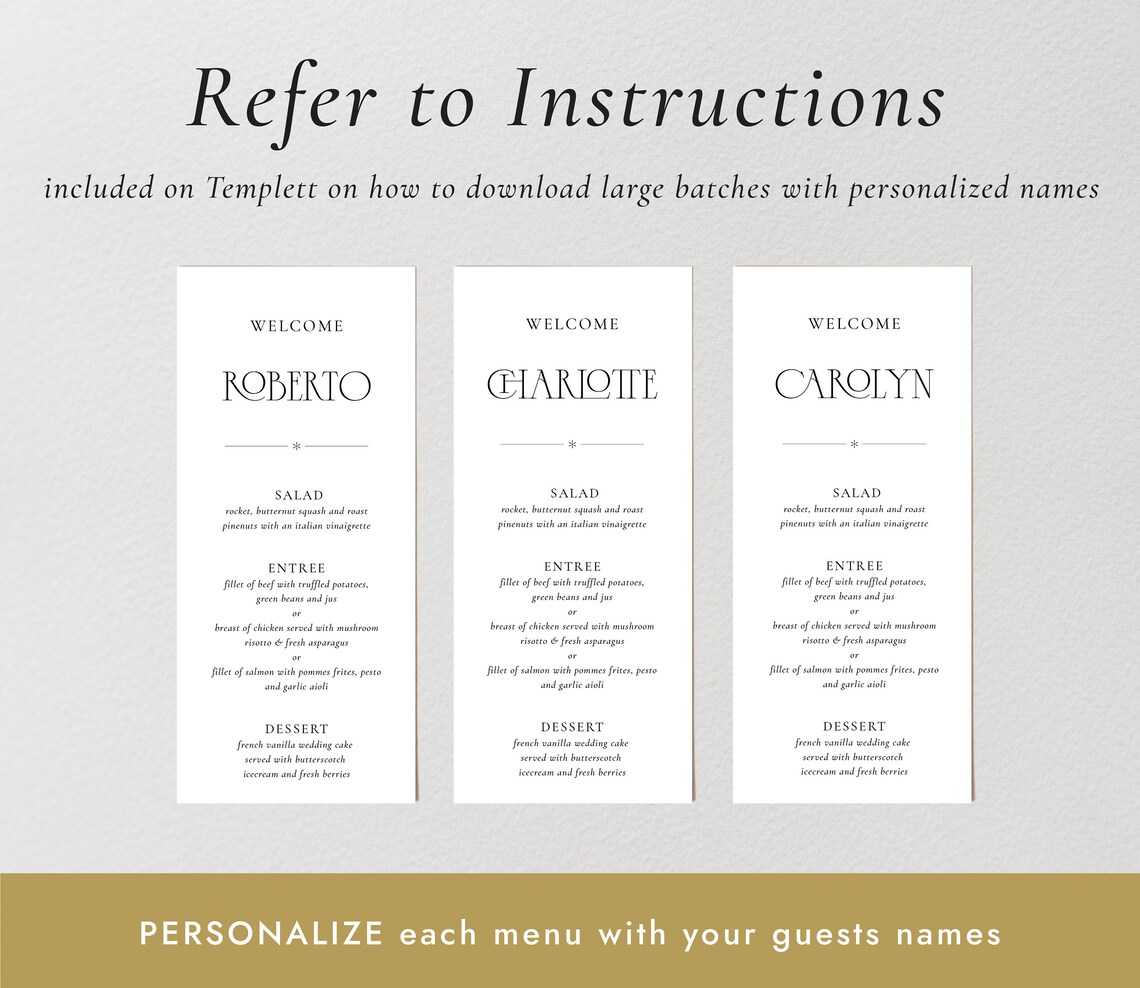 Luxury Guest Name Menu Template Let's Eat Menu Art Deco - Etsy