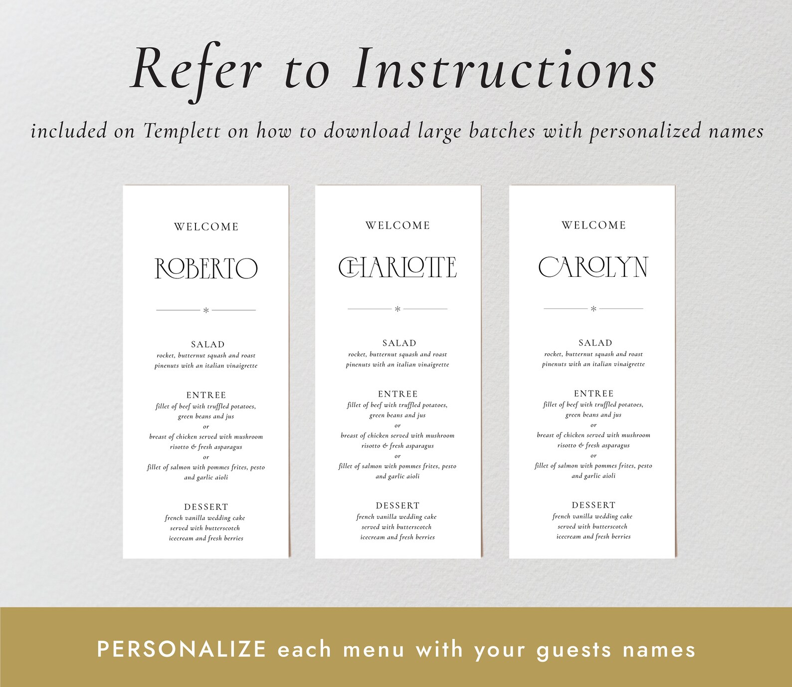 Luxury Guest Name Menu Template Let's Eat Menu Art Deco - Etsy