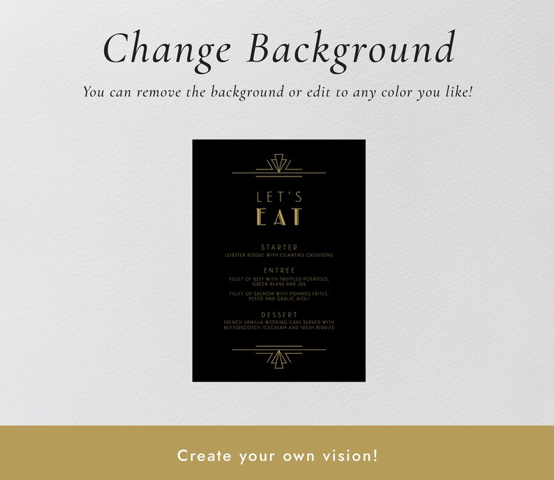1920s Art Deco Menu 5 X 7 Template Great Gatsby Wedding Menu - Etsy