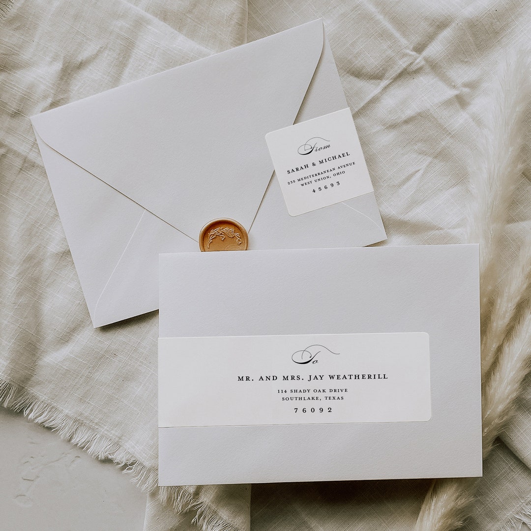 Manhatten Wedding Wraparound Envelope Label Template, Classic Wrap ...