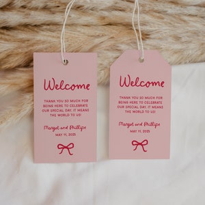 Bow Welcome Gift Tag Template, Printable Thank You Favor Tags for ...