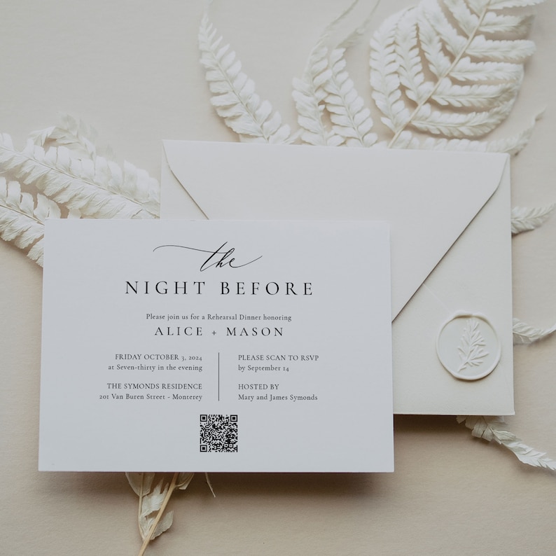 Wedding Rehearsal Dinner With QR Code Invitation Editable the - Etsy