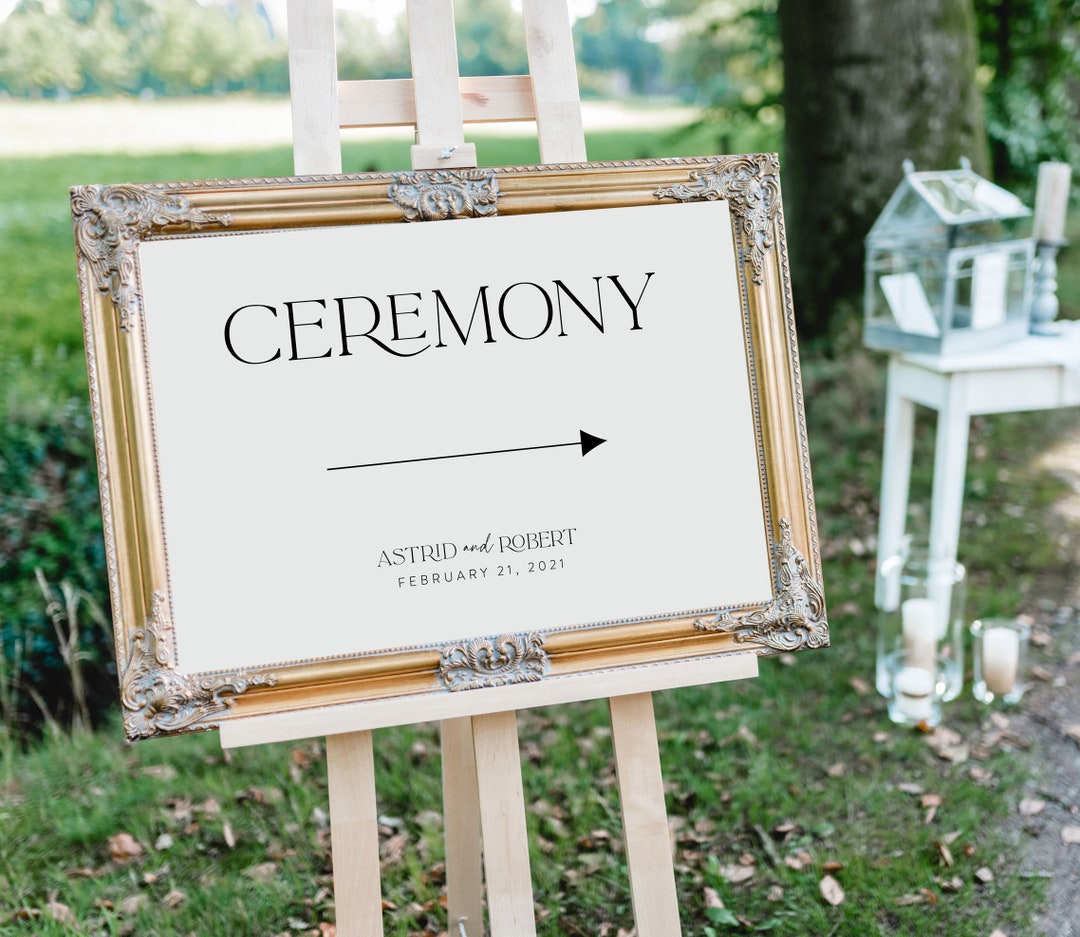 Ceremony This Way Sign, Modern Luxe Wedding Ceremony Sign Printable ...