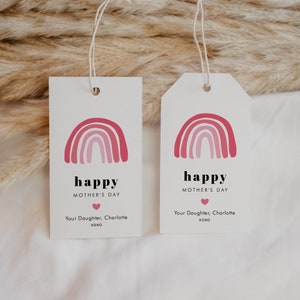 Mother's Day Gift Tag, Watercolor Pink Rainbow Mothers Day Tag, Gift ...