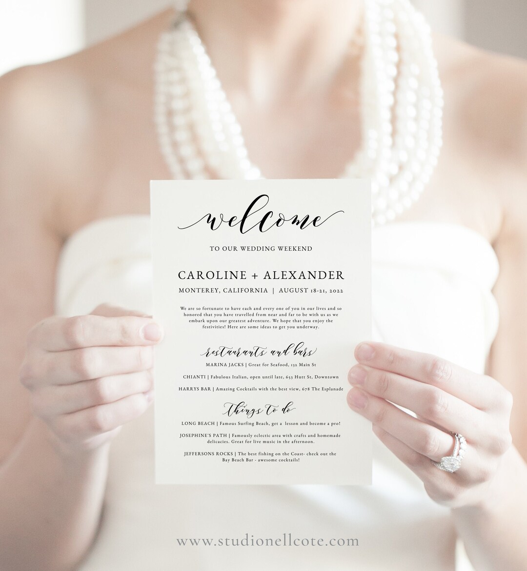 Wedding Welcome Bag Card - Welcome Bag Insert, Welcome Letter, Studio ...