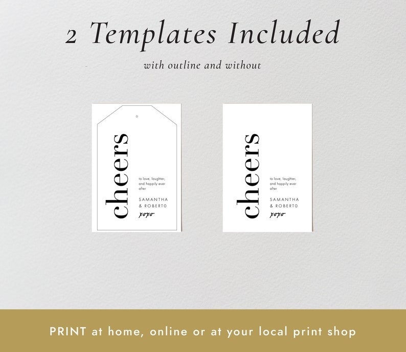 Modern Bold Cheers Gift Tag Template, Printable Gift Tag With Line ...