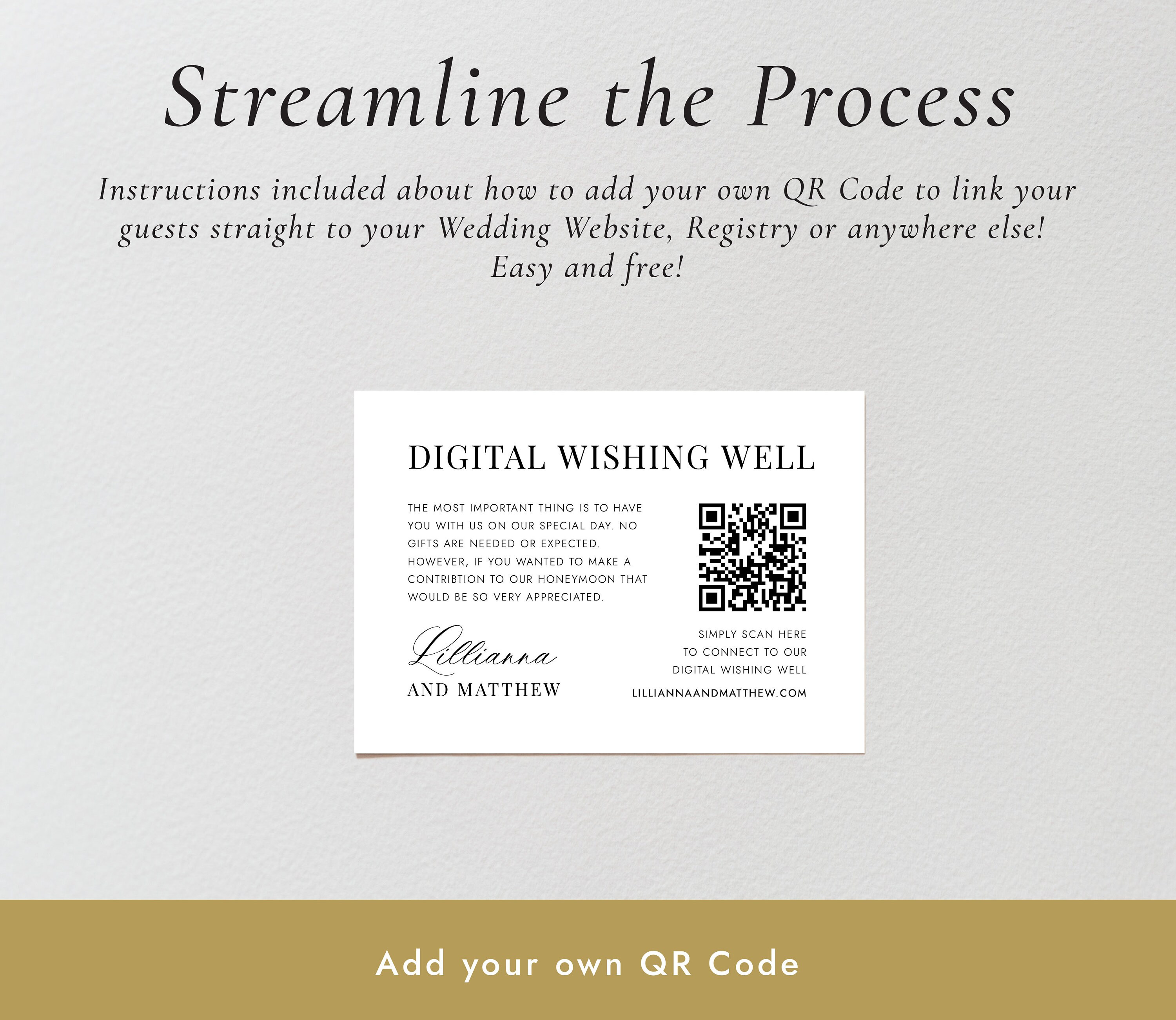 Digital Wishing Well Card Honeymoon Fund Card QR Code Cash - Etsy