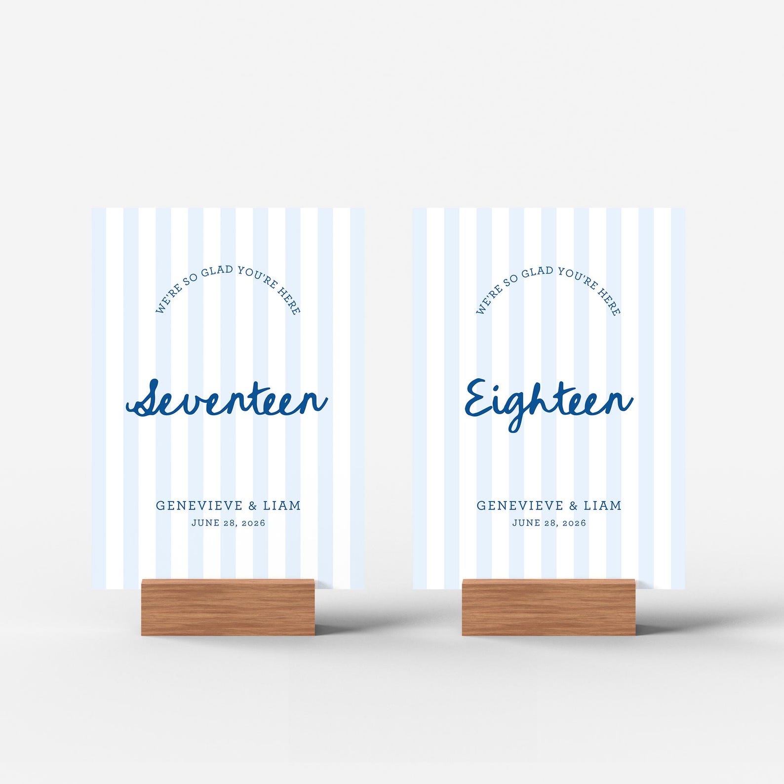 Striped Table Numbers Template, Reception Number Signs, Preppy Stripes ...