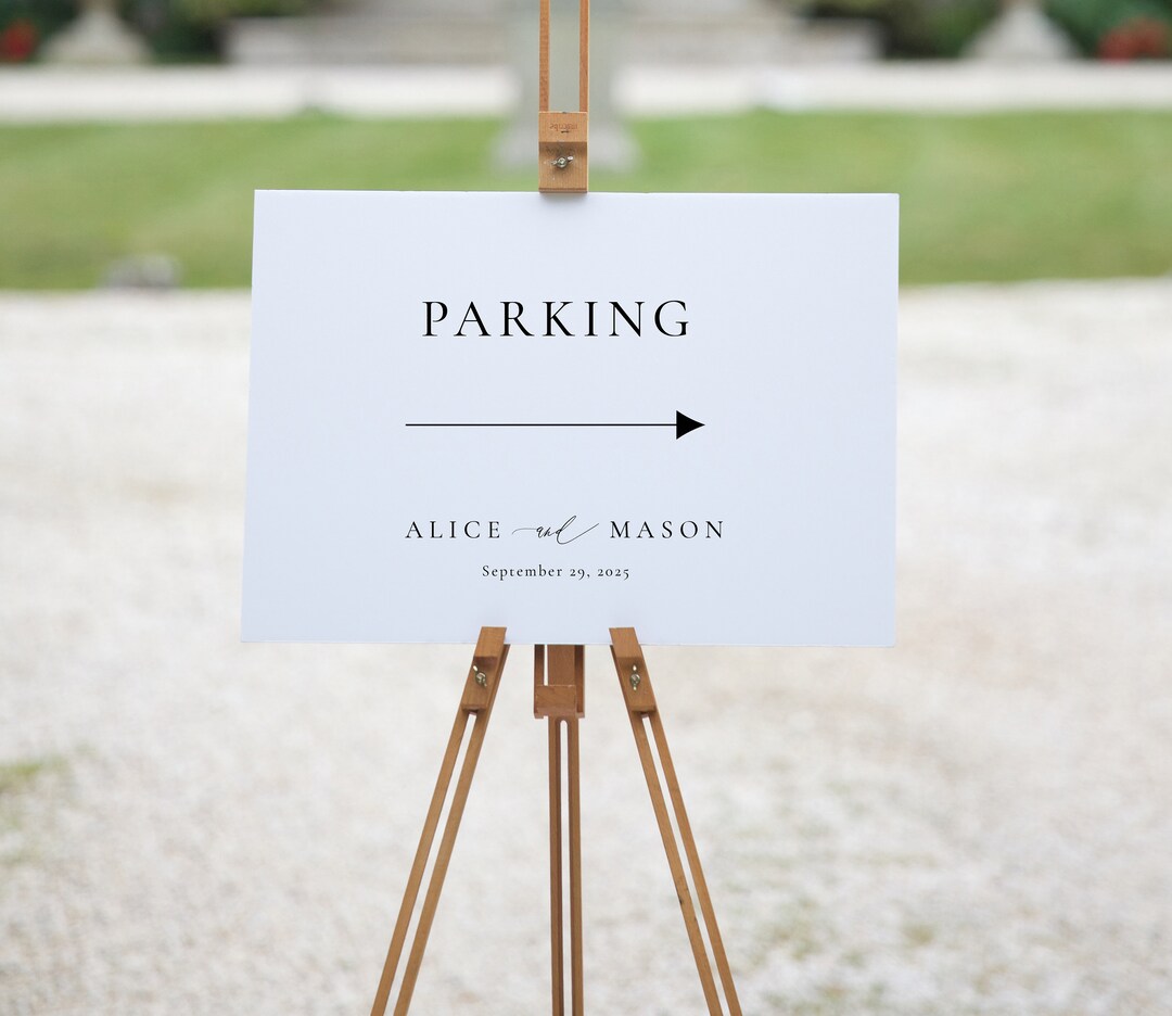Wedding Parking This Way Sign, Classic Minimalist Directional Sign ...
