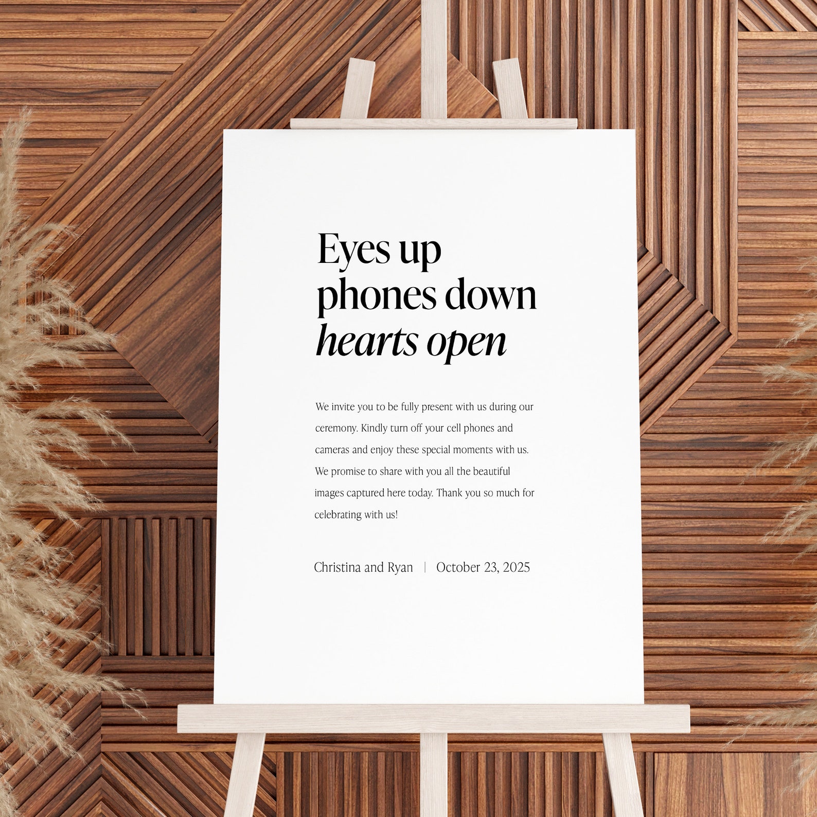 Unplugged Wedding Sign, Eyes up Phones Down Hearts Open Sign, Ultra ...