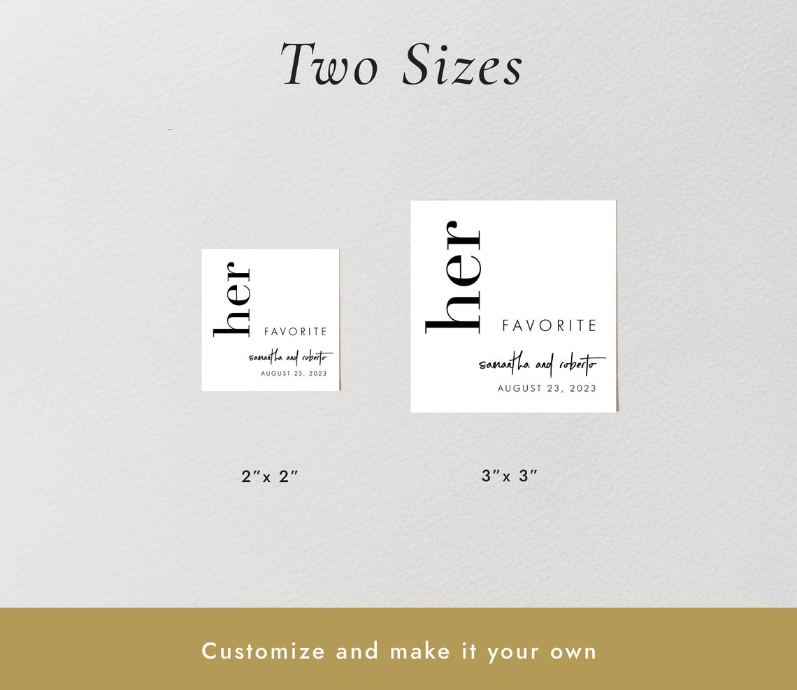 His and Hers Labels Her Favorite His Favorite Favor Labels | Etsy